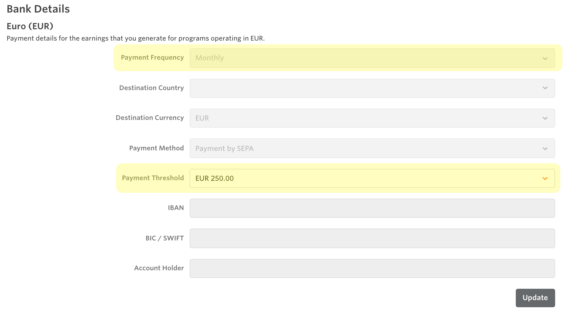 What are the payment thresholds?