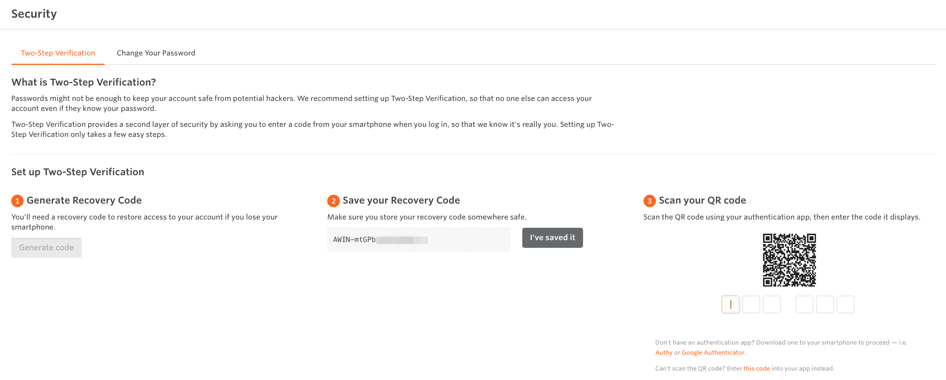 How to activate and deactivate the Two-Step Verification