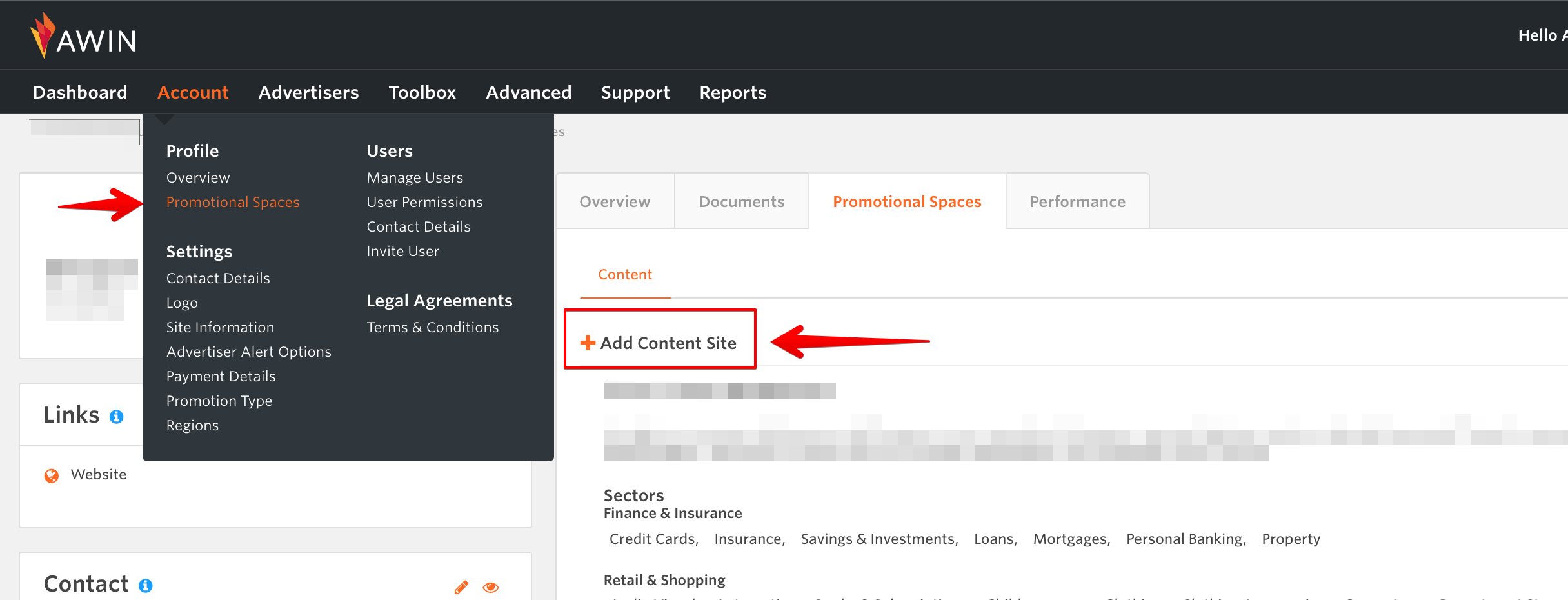 How do I add or edit my promotional sites?
