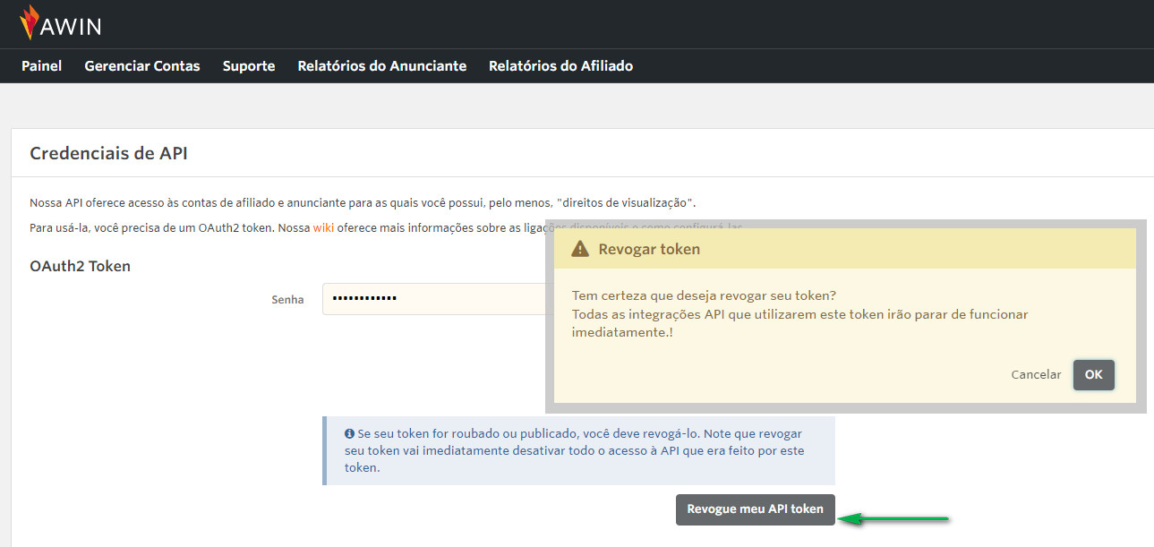 Como posso gerar meu token de acesso API de Publisher?