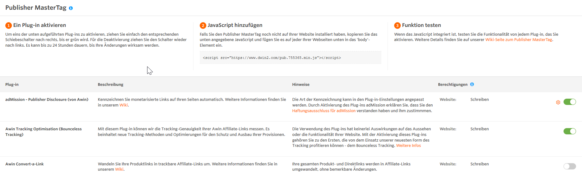Wie installiere ich den MasterTag?